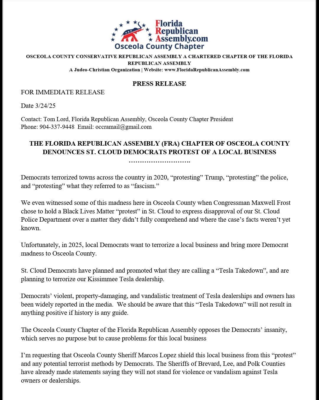 Press Releases – Osceola FRA